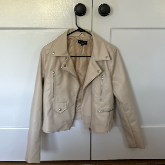 Love Tree | Jackets & Coats | Love Tree Beige Vegan Leather Jacket ...